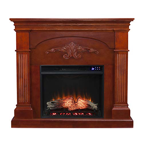 SEI Furniture Sicilian Harvest Traditional Style Electric Fireplace, New Mahogany