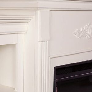 SEI Furniture Tennyson Electric Fireplace with Bookcases, New Ivory