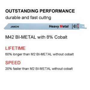 Heavy Duty Metal Cutting Reciprocating Saw Blades, 12-Inch 14TPI M42 Bi-Metal +8% Cobalt Reciprocating Saw Blade for Thick Metal Fast Straight Cutting, Solid Pipes, Profiles 5-Pack