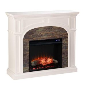 sei furniture tanaya faux stacked stone electric fireplace, new white/montelena