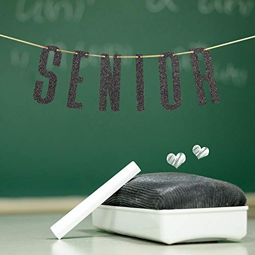 INNORU Black Glitter Senior Banner for Congrats Grad Banner - High School College Graduation Party Bunting Decoration