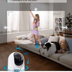 eufy Security 2K Indoor Cam Pan & Tilt, Plug-in Security Indoor Camera with Wi-Fi, IP Camera, Human & Pet AI, Voice Assistant Compatibility, Motion Tracking, HomeBase Not Required (Renewed)