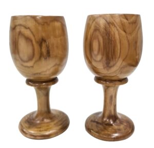 collectiblesbuy vintage wooden wine goblet handmade wood toasting glass kitchen & bar accessories wooden glasses set of 2