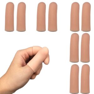 gel finger protectors finger caps silicone fingertips protection - finger cots great for trigger finger, finger arthritis, finger cracking and other finger pain relief (nude, small)