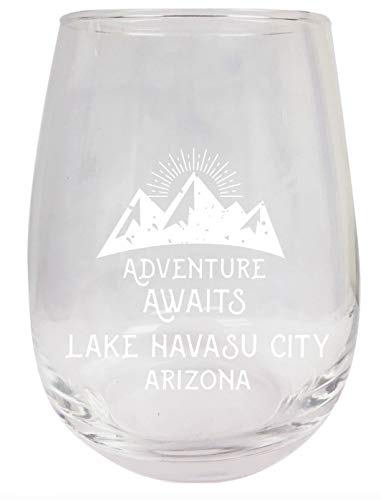 R and R Imports Lake Havasu City Arizona Souvenir 15 oz Laser Engraved Stemless Wine Glass Adventure Awaits Design 2-Pack