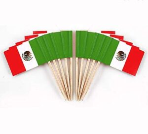 javd cyps 100 pcs mexico flag mexican toothpick flags, small mini stick cupcake toppers mexican flags,country picks party decoration celebration cocktail food bar cake flags