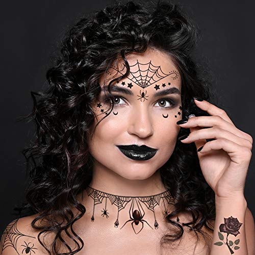 FashionTats Spider Witch Temporary Tattoos | Halloween Costume Tattoo Kit | Skin Safe | MADE IN THE USA| Removable