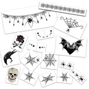 FashionTats Spider Witch Temporary Tattoos | Halloween Costume Tattoo Kit | Skin Safe | MADE IN THE USA| Removable