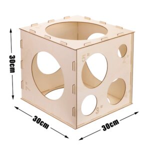 Fireboomoon 9 Holes Collapsible Wood Balloon Sizer Cube Box from 2" to 10",Balloon Measurement Tool for Birthday,Wedding,Party,Balloon Decorations,Balloon Arches,Balloon Columns (12" x 12" x 12")