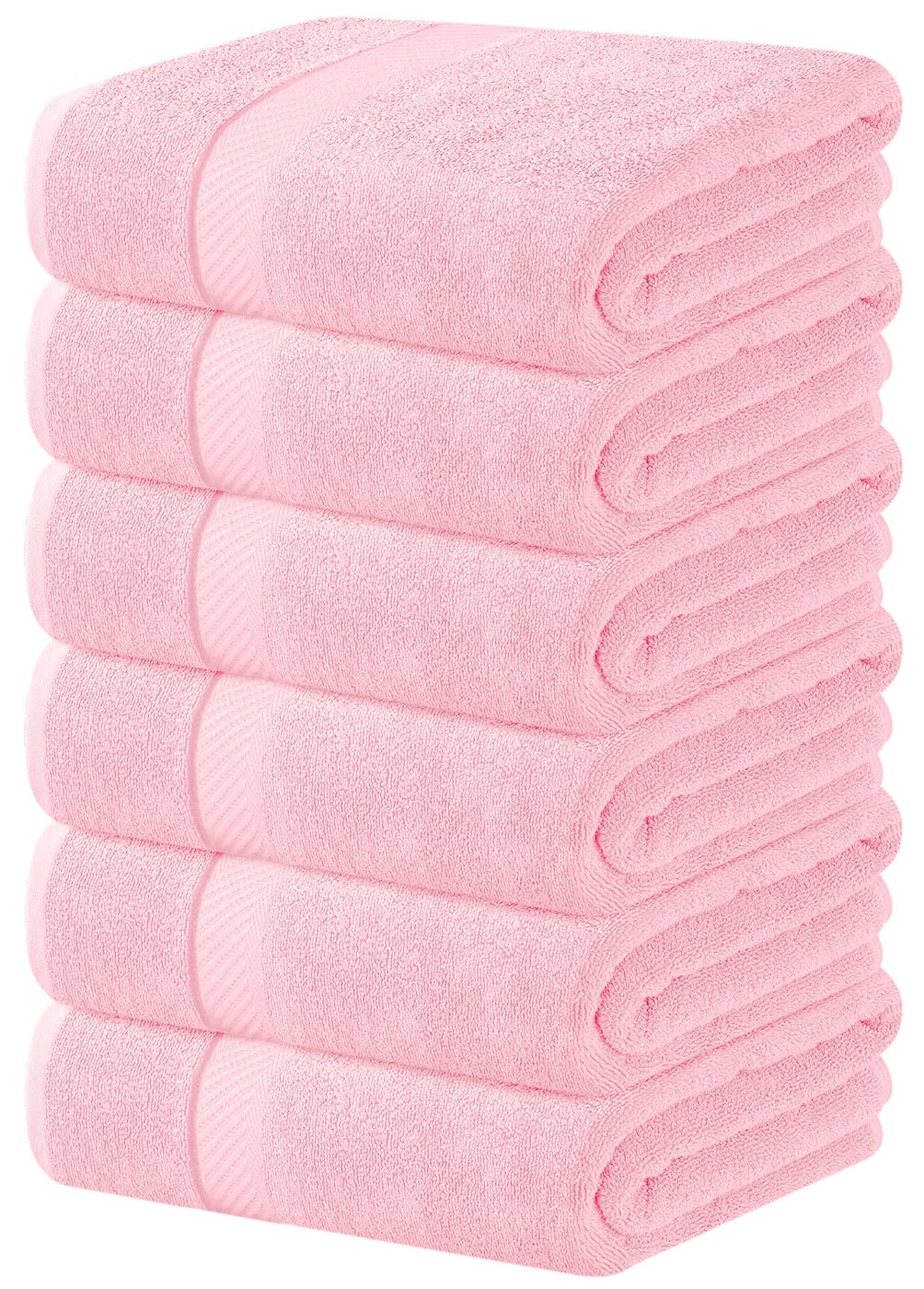 Oakias 6 Pack Small Cotton Towels Pink – 22 x 44 Inches 500 GSM – Hotel, Pool & Gym Towels – Highly Absorbent