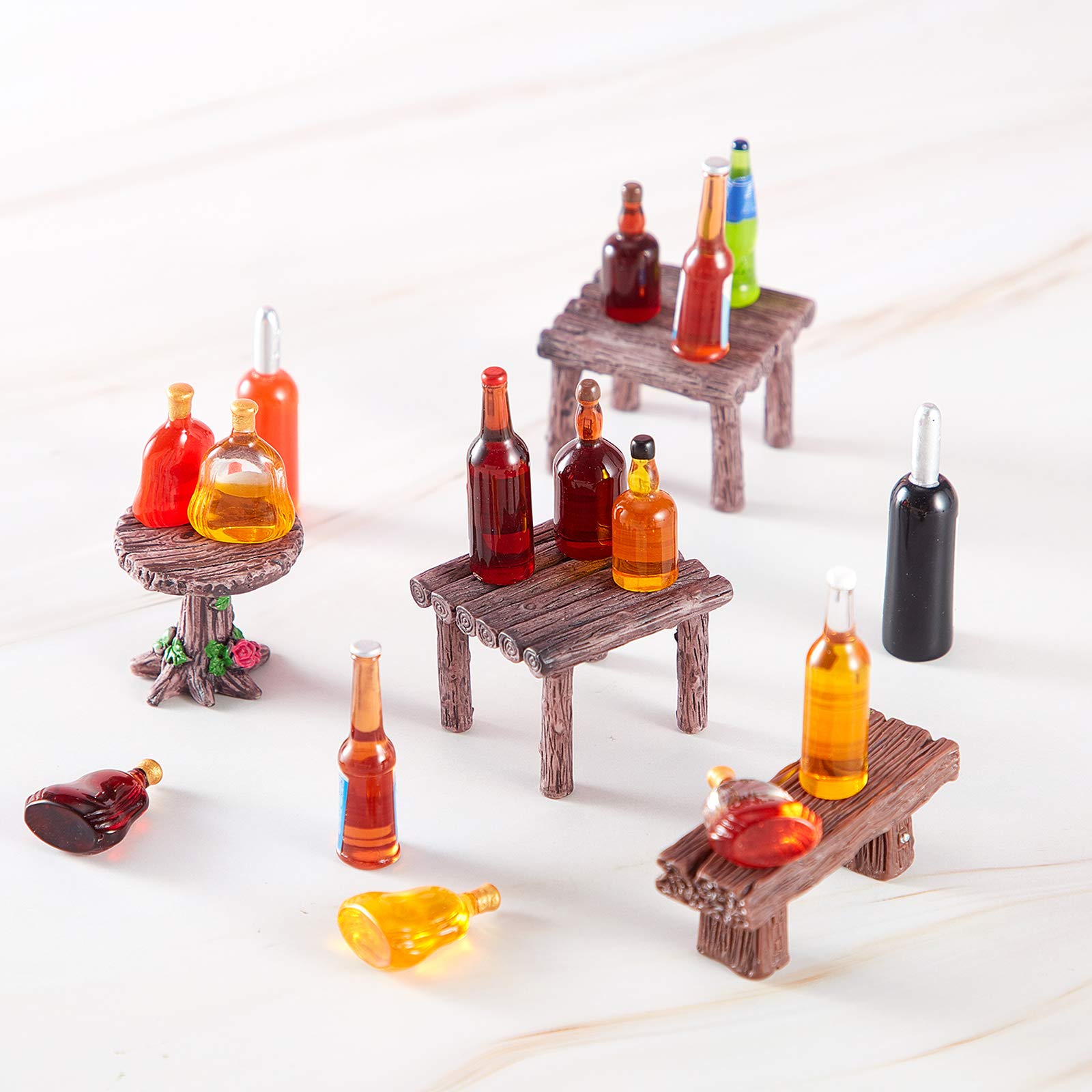 21 Pieces 21 Styles Miniature Wine Bottles with 1 Piece Mini Toilet Cake Topper Dollhouse Cake Accessories Miniature Funny Toy Set for Party Celebrating Party, Birthday Party Cake Decorations