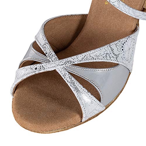 Rummos Womens Dance Shoes Elite Paloma 084/009 - Leather White/Silver - Regular Fitting - 2.25" 60R Flare Heel - Size: EUR 38,5