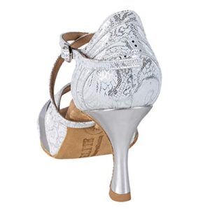 Rummos Womens Dance Shoes Elite Paloma 084/009 - Leather White/Silver - Regular Fitting - 2.25" 60R Flare Heel - Size: EUR 38,5