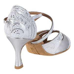 Rummos Womens Dance Shoes Elite Paloma 084/009 - Leather White/Silver - Regular Fitting - 2.25" 60R Flare Heel - Size: EUR 38,5