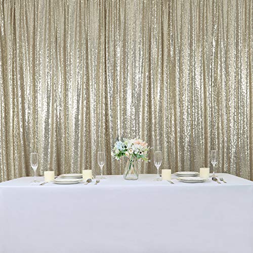 Hahuho Champagne Sequin Backdrop Curtain, 4PCS 2FTx8FT Glitter Backdrop Curtain for Parties, Christmas, Wedding, Party Decoration（4 Panels, 2FT x 8FT, Champagne