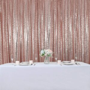 Hahuho Rose Gold Sequin Backdrop Curtain, 4PCS 2FTx8FT Glitter Backdrop Curtain for Parties, Christmas, Wedding, Party Decoration（4 Panels, 2FT x 8FT, Rose Gold