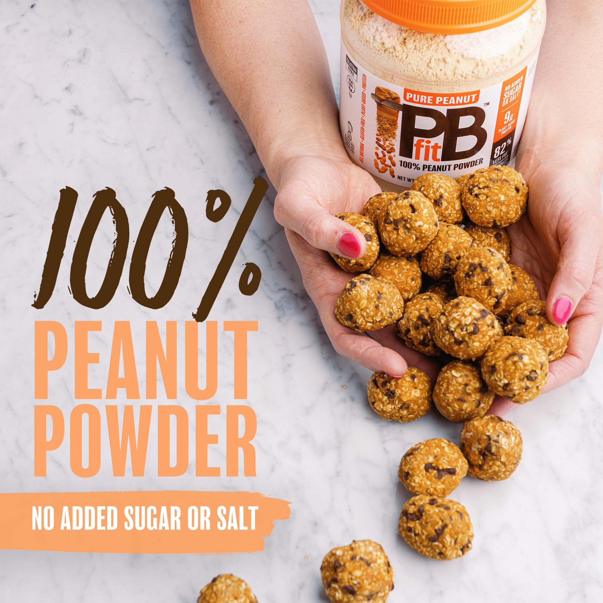 PBfit Pure Peanut, 100% Powdered Peanut Powder, Non-GMO, Plant-Based, Gluten-Free Protein Powder, 9g of Protein 9% DV, (24 oz)