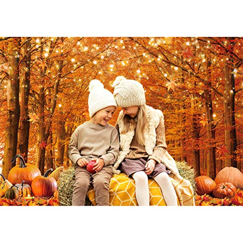 8x6ft Durable/Soft Fabric Fall Photography Backdrop Autumn Maple Forest Leaves Pumpkin Friendsgiving Background Thanksgiving Party Supplies Farm Harvest Event Banner Becor Photo Booth Props