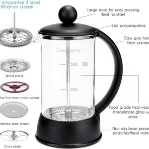 Easyworkz Eclipse French Press 12 oz Coffee Tea Maker with Borosilicate Glass