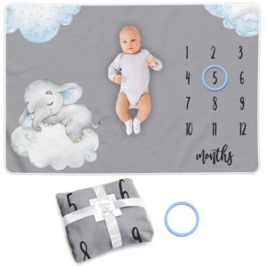 paishanas baby monthly milestone blanket boy or girl elephant baby milestone blanket premium fleece months baby milestone large size milestone blanket for baby boy baby photo blanket