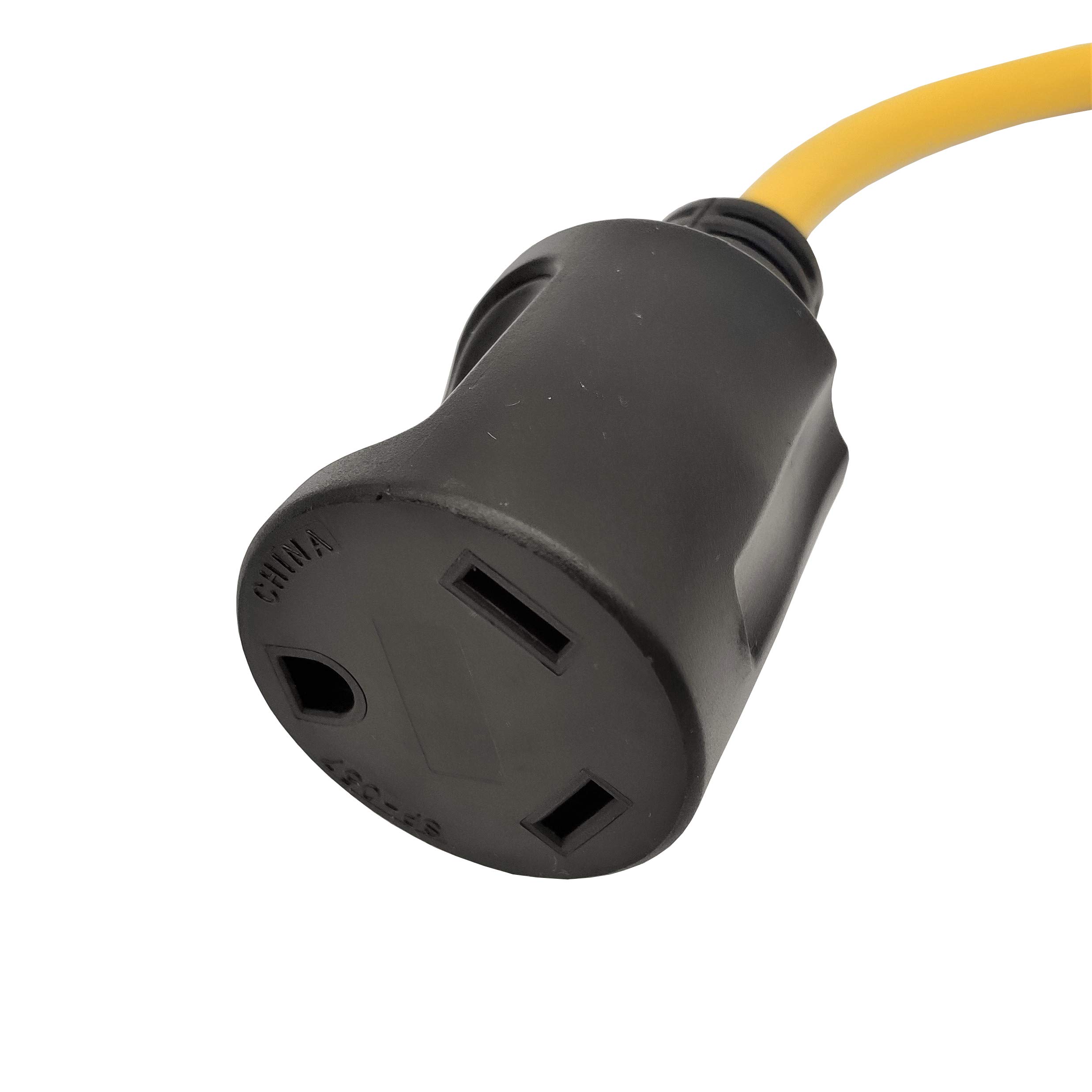 Parkworld 884852 RV Pig-Tail Generator 20A Male to RV 30A Straight Female Adapter Cord, NEMA 5-20P to TT-30R (2FT)