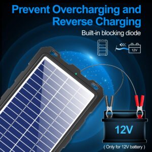 POWOXI Solar Battery Charger 12 Volt 10W Solar Panel Kit for Car, Boat, RV, Trailer, Motorcycle, Marine, Automotive, Powersports, Snowmobile, etc.