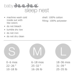 baby deedee Sleep Nest Warm Baby Sleeping Bag fits Newborns and Infants, Gray Lagoon, Medium (6-18 Month)