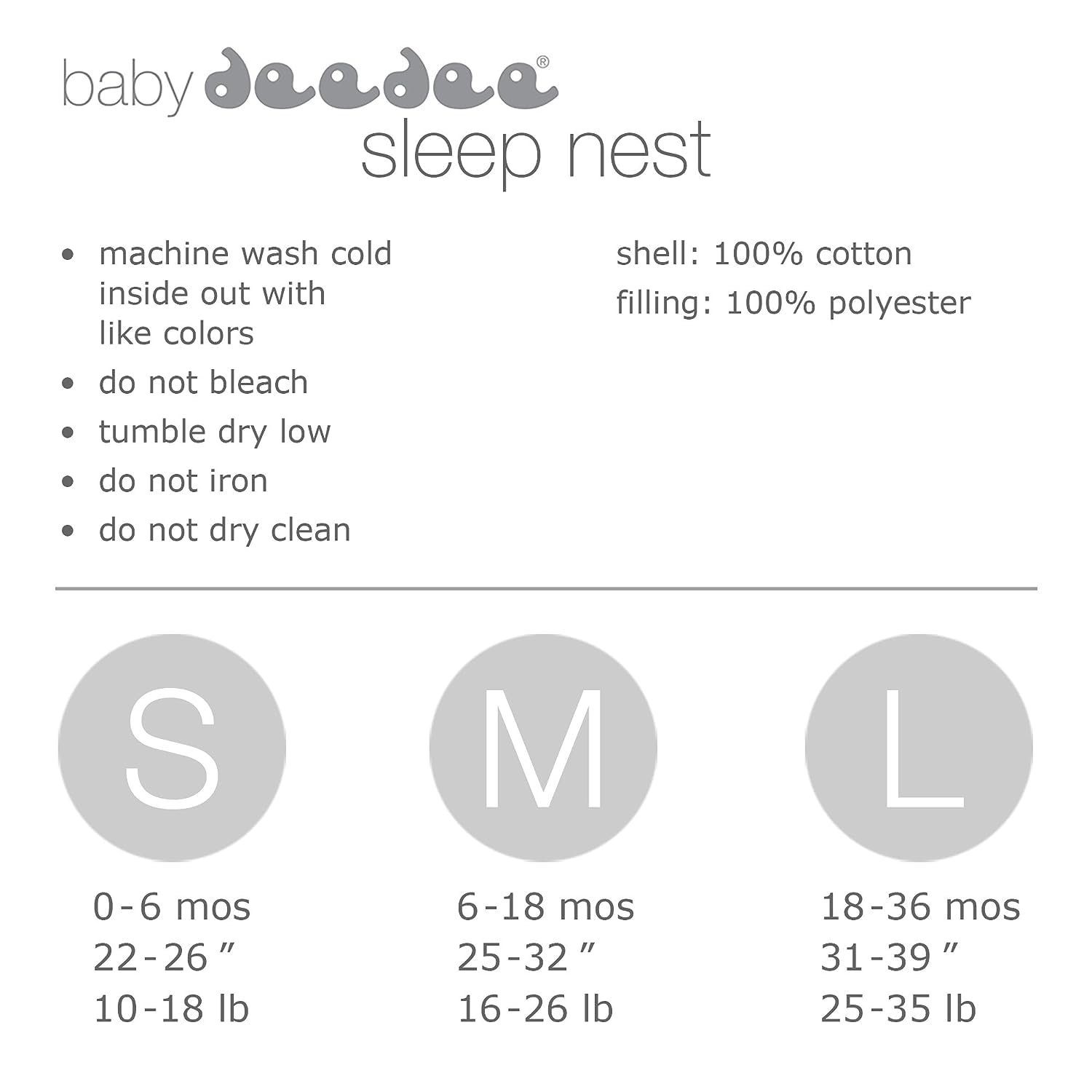 baby deedee Sleep Nest Warm Baby Sleeping Bag fits Newborns and Infants, Gray Lagoon, Medium (6-18 Month)