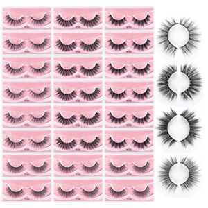 magefy 24 pairs faux mink eyelashes, 4 style natural fluffy false eyelashes,dramatic reusable fake lashes pack for women