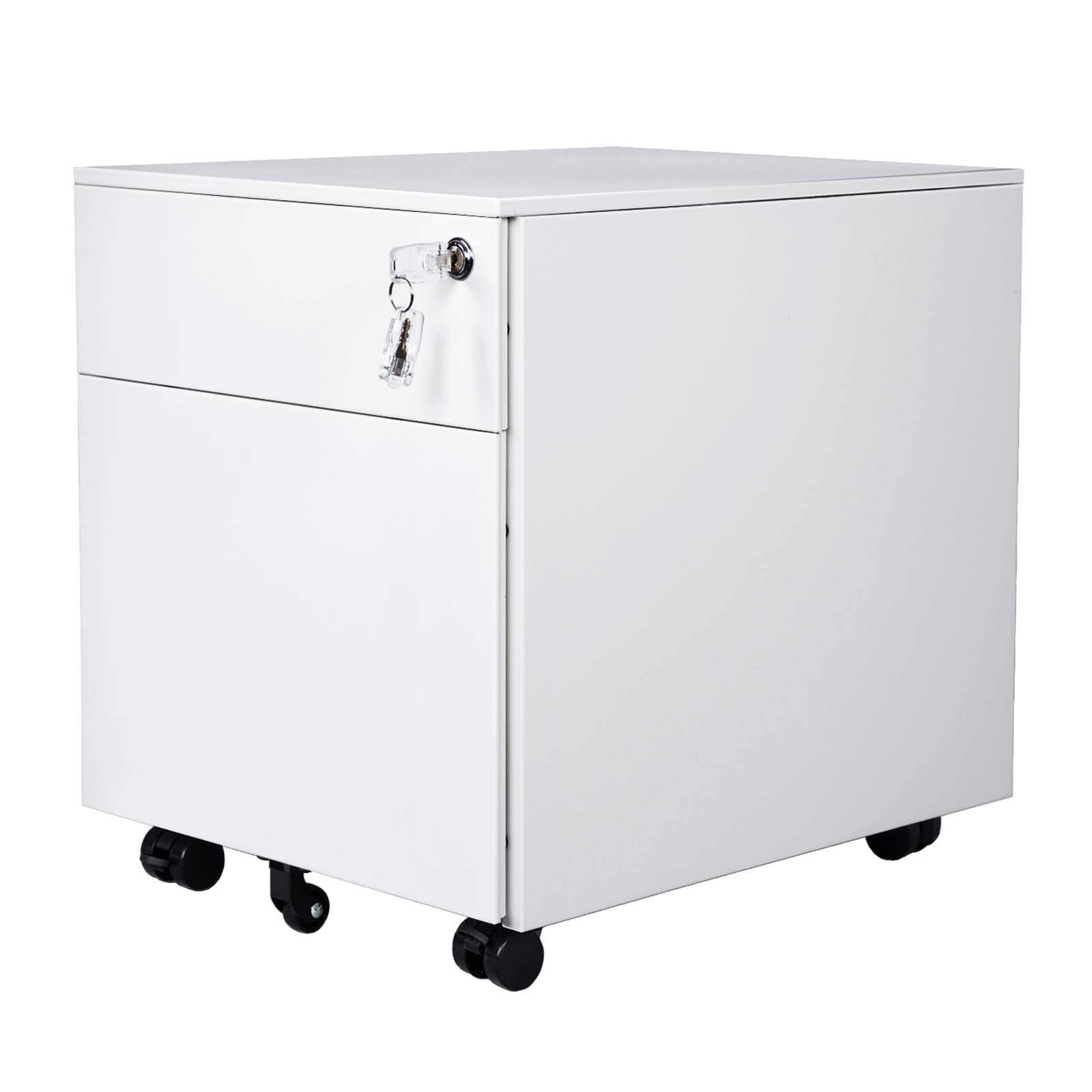 AIMEZO 2-Drawer Mobile Rolling File Cabinet Under File Cabinet with Lock Desk Storage for Home Office, Fully Assembled White