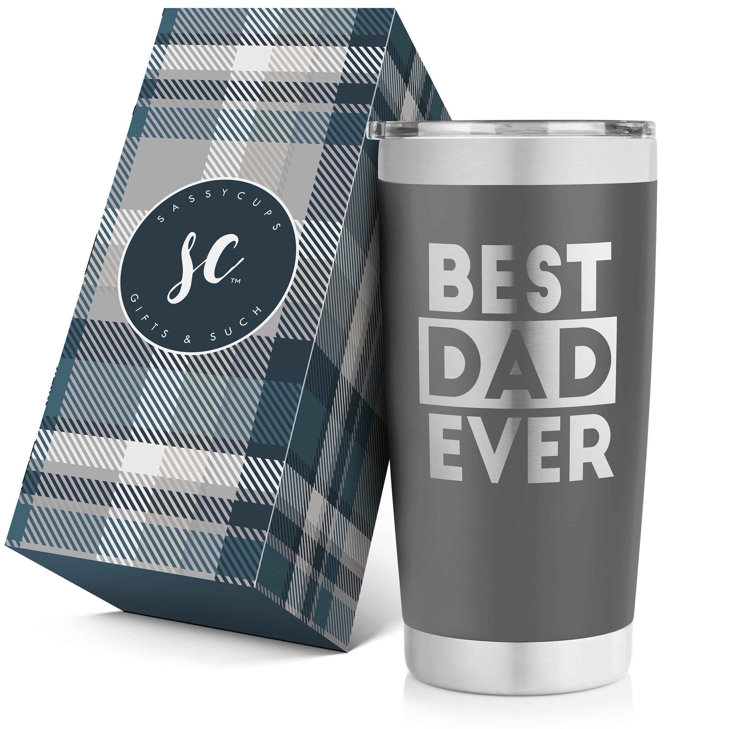 SassyCups Best Dad Ever Tumbler - Dad Gifts Cup - Best Dad Ever Mug - For Dad From Son, Daughter, Kids - Worlds Best Dad Mug