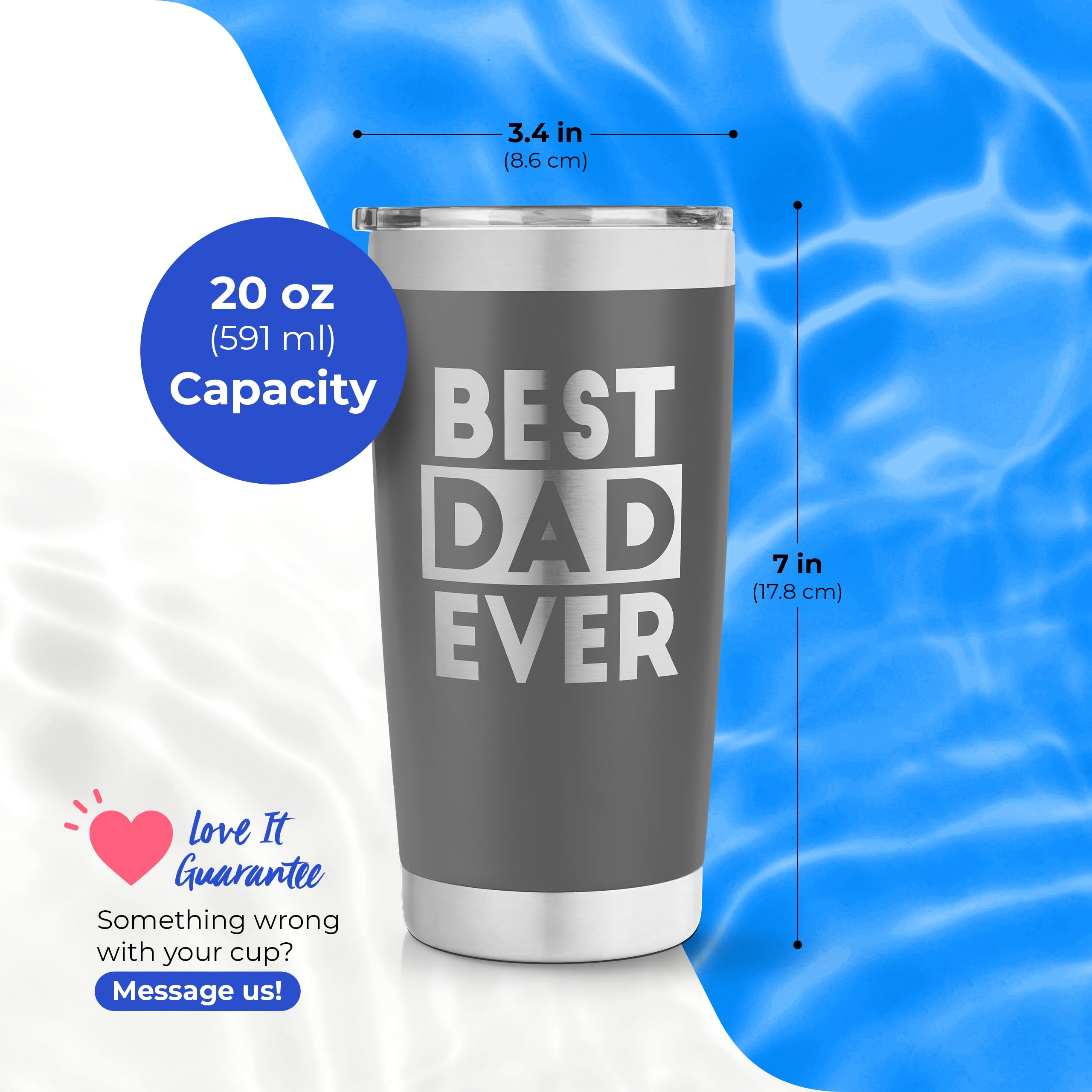 SassyCups Best Dad Ever Tumbler - Dad Gifts Cup - Best Dad Ever Mug - For Dad From Son, Daughter, Kids - Worlds Best Dad Mug