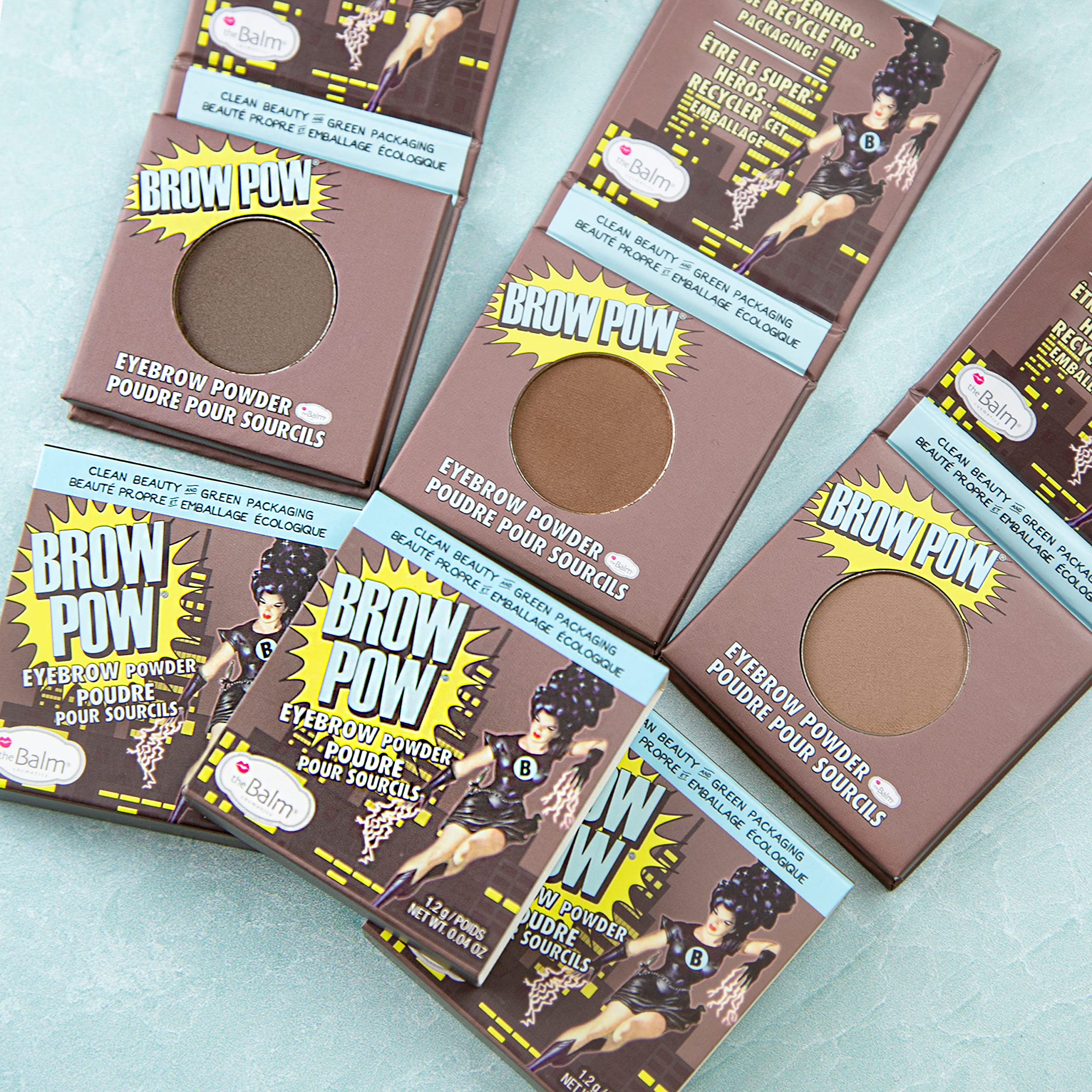 theBalm Clean and Green Brow Pow, Dark Brown, 0.03 Ounce (Pack of 1)