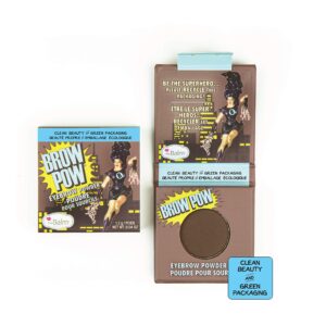 theBalm Clean and Green Brow Pow, Dark Brown, 0.03 Ounce (Pack of 1)