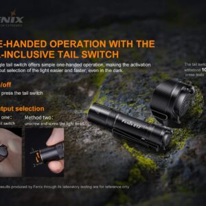 Fenix E12 v2.0 EDC Flashlight, 160 Lumen with 1x AA Battery and LumenTac Battery Organizer