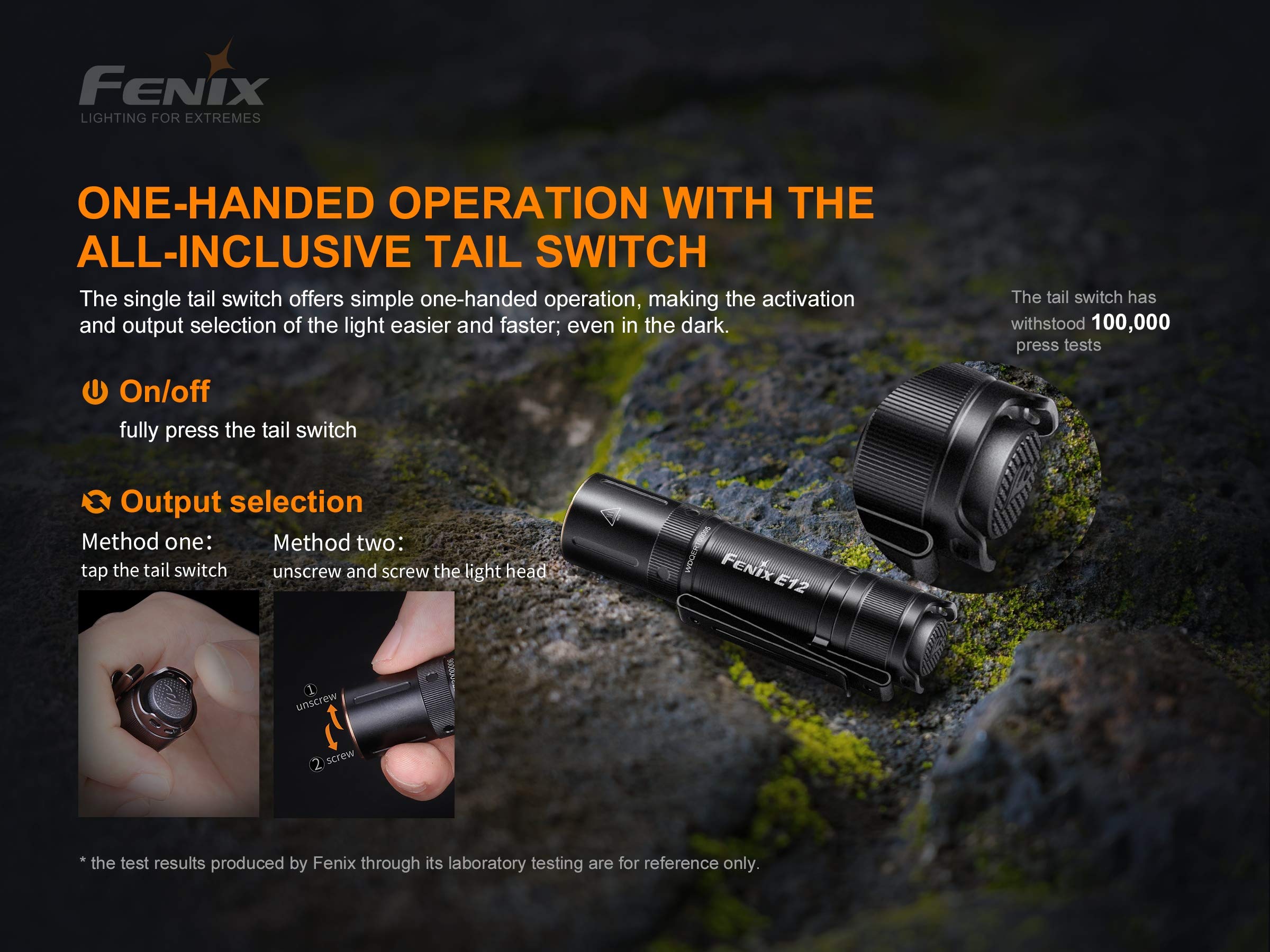 Fenix E12 v2.0 EDC Flashlight, 160 Lumen with 1x AA Battery and LumenTac Battery Organizer