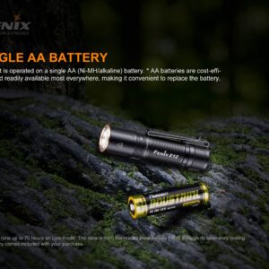 Fenix E12 v2.0 EDC Flashlight, 160 Lumen with 1x AA Battery and LumenTac Battery Organizer