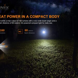 Fenix E12 v2.0 EDC Flashlight, 160 Lumen with 1x AA Battery and LumenTac Battery Organizer