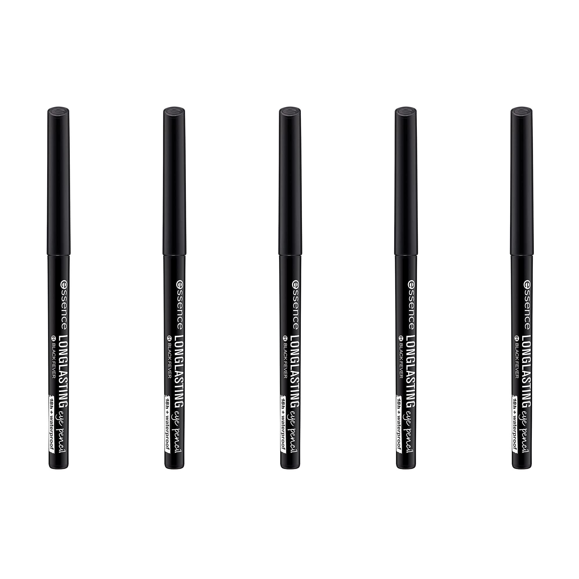 essence | 5-Pack Black Kajal Eyeliner Pencil | Water-Resistant & Applies Smoothly & Evenly | Sharpenable | Paraben Free | Cruelty Free