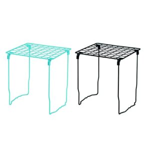 tilami stackable school locker shelf, 2 pc steel locker organziers for school locker, office locker accessories, fits for 12" width locker(blue & black)