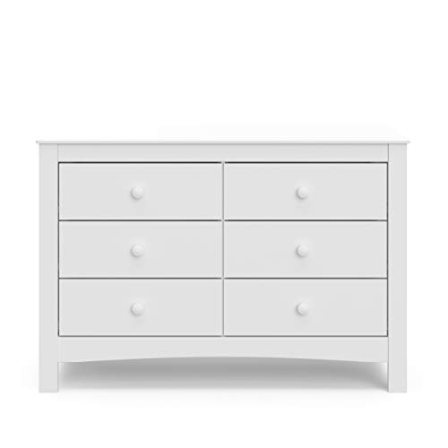 Graco Noah 6 Drawer Double Dresser (White) - GREENGUARD Gold Certified, 6 Drawer Double Dresser for Kids Bedroom or Nursery, Bedroom Furniture Dresser, Universal Design for Nursery and Kids Bedroom