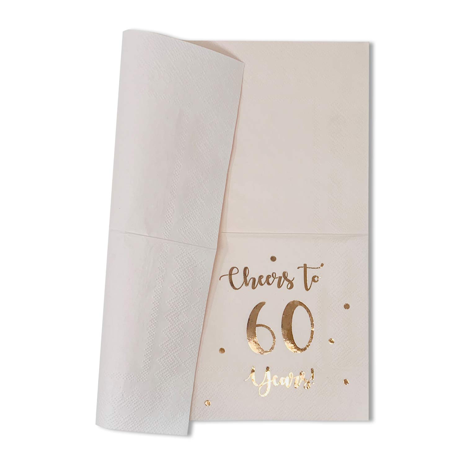 Cheers to 60 Years Cocktail Napkins | Happy 60th Birthday Decorations for Men and Women and Wedding Anniversary Party Decorations | 50-Pack 3-Ply Napkins | 5 x 5 inch folded (Pink)