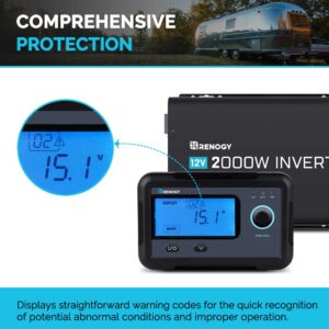 Renogy Inverter Monitor High Precision Remote Meter Smart Inverter Control Display Compatible with PGH Series