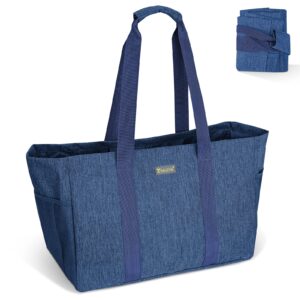 baleine soft 9 gallon extra large utility tote, foldable reusable storage bag (denim blue)