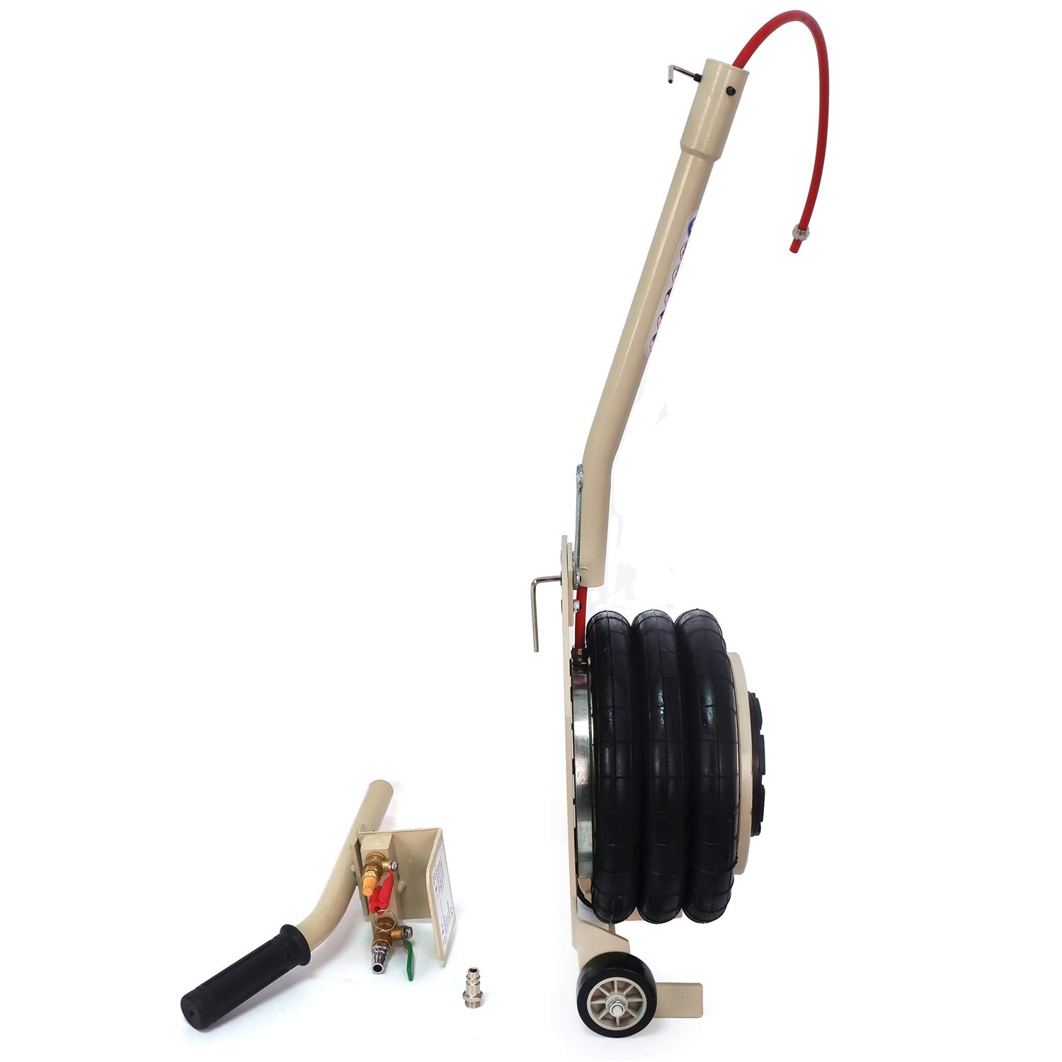 HTTMT- Vehicle 3 Ton / 6600LBS Auto shop Tire Shop Triple Bag Air Go Jack 6600 LBS Quick Lift Heavy Duty Jackng Pneumatic Jack Camel [P/N: ET-CAR-FIX002-RED+BK]