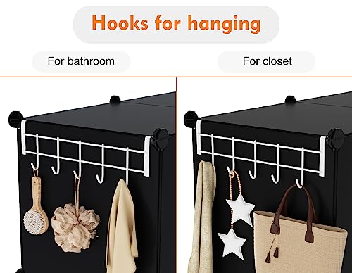 Closet Organizer, 12-cube Closet Organizers and Storage, Portable Closet Storage Shelves, Clothing Storage for Kids, Closet, Bedroom, Bathroom, Office (11.8x11.8x11.8 inch), Black