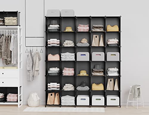 Closet Organizer, 12-cube Closet Organizers and Storage, Portable Closet Storage Shelves, Clothing Storage for Kids, Closet, Bedroom, Bathroom, Office (11.8x11.8x11.8 inch), Black