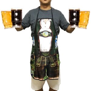 MOMOONNON Creative Bavarian Tracht Apron Lederhosen Apron Oktoberfest Bavarian Funny Apron Kitchen Cooking Grilling BBQ Baking Apron for Men