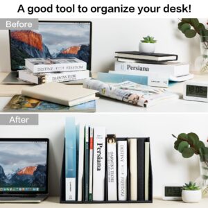 Deli Collapsible Magazine File Holder, Desk Organizer Document Folder for Office Organization and Storage, 4 Vertical Compartments, Dark Grey