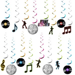 30 Pieces Disco Party Decorations 70's Themed Party Banner Music Record Decorations Disco Foil Swirl Ball Hanging Decor for 1970s Disco Fever Hippie Birthday Party Favors Supplies